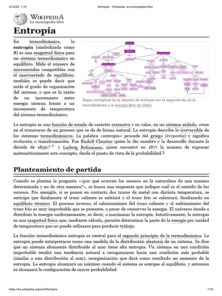 Entropía - Wikipedia, La Enciclopedia Libre | PDF | Entropía ...