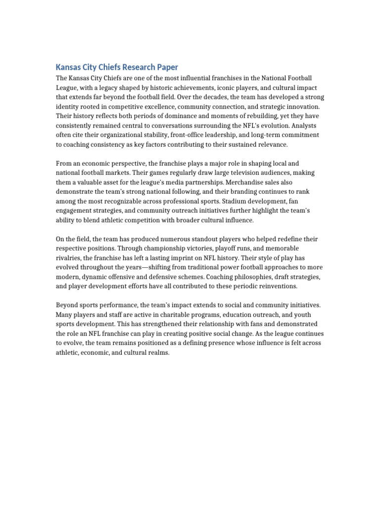 Kansas City Chiefs Research Paper | PDF