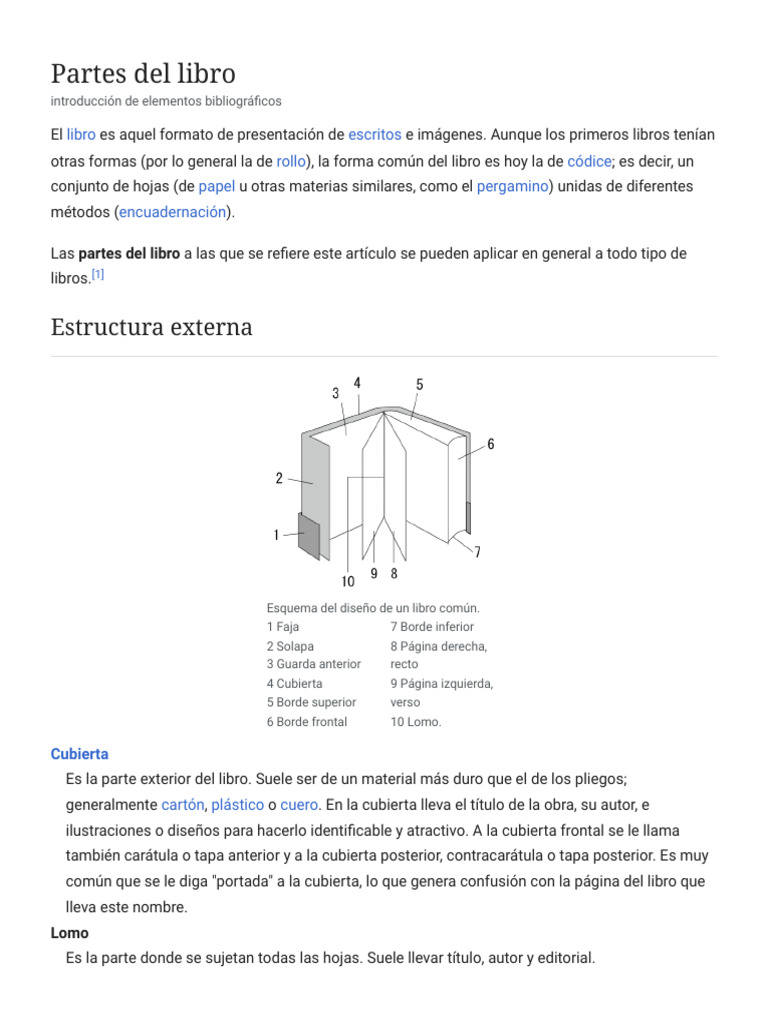 Partes Del Libro - Wikipedia, La Enciclopedia Libre | PDF | Libros ...