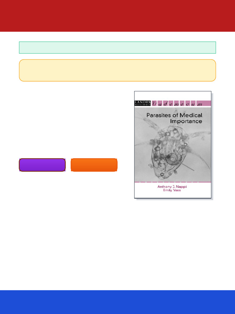 Parasites of Medical Importance Landes Bioscience Medical Handbook ...