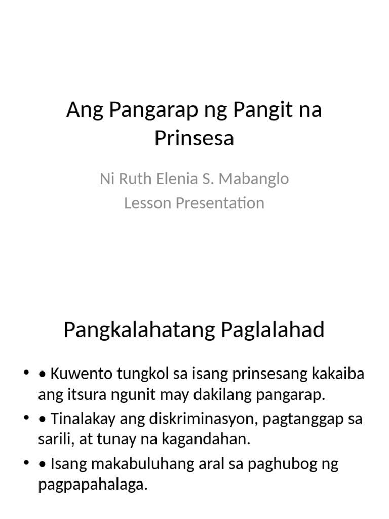 Ang Pangarap NG Pangit Na Princesa Lesson | PDF