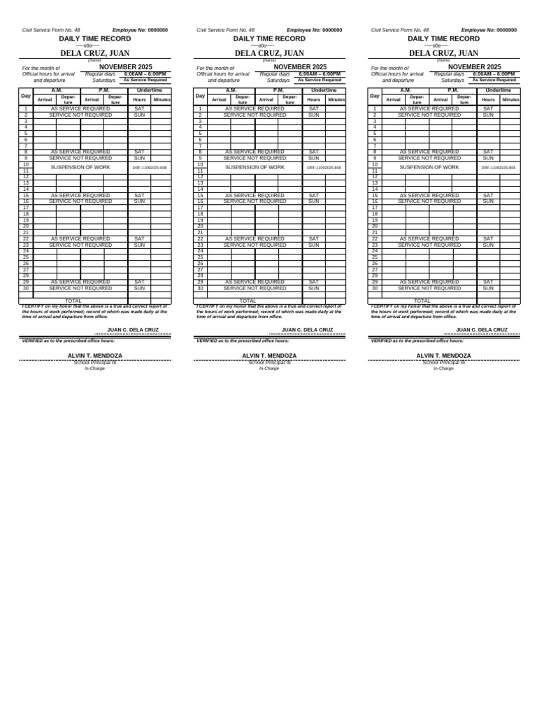 Form 48 Dtr November 2025 (1) | PDF