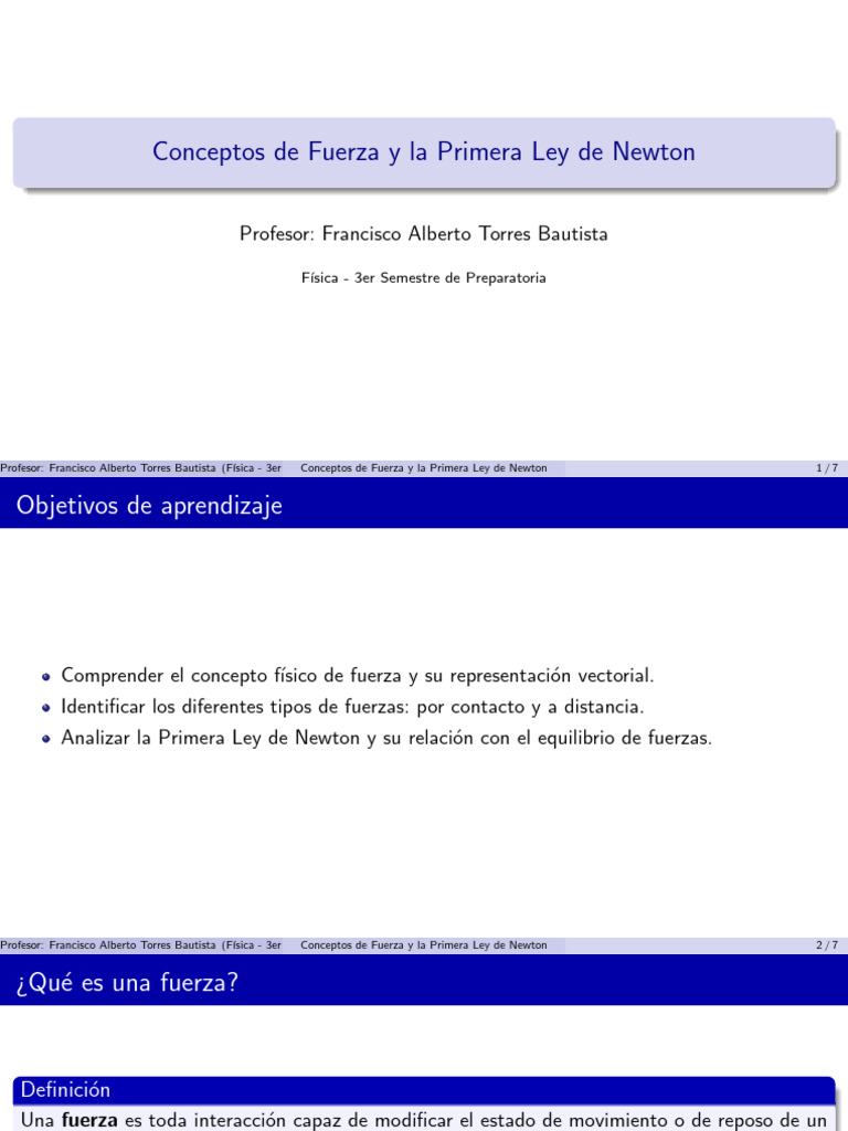 Fuerza y Primera Ley de Newton | PDF | Fuerza | Las leyes del ...