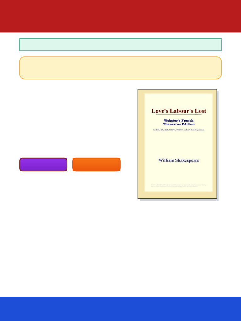 Love S Labour S Lost Webster S French Thesaurus Edition William ...