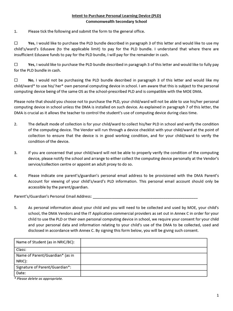 Forms- Consent+EduSave+Collection Form (Updated 23 Oct) | PDF | Computing
