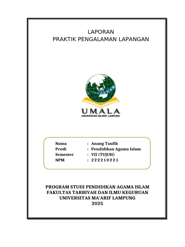 Laporan PPL Pendidikan Agama Islam 2025 | PDF