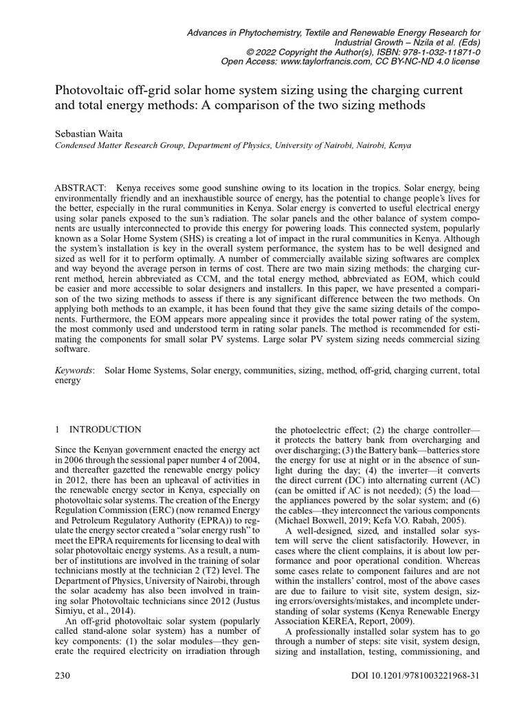 Solar Home System Sizing Methods Comparison | PDF | Power Inverter ...