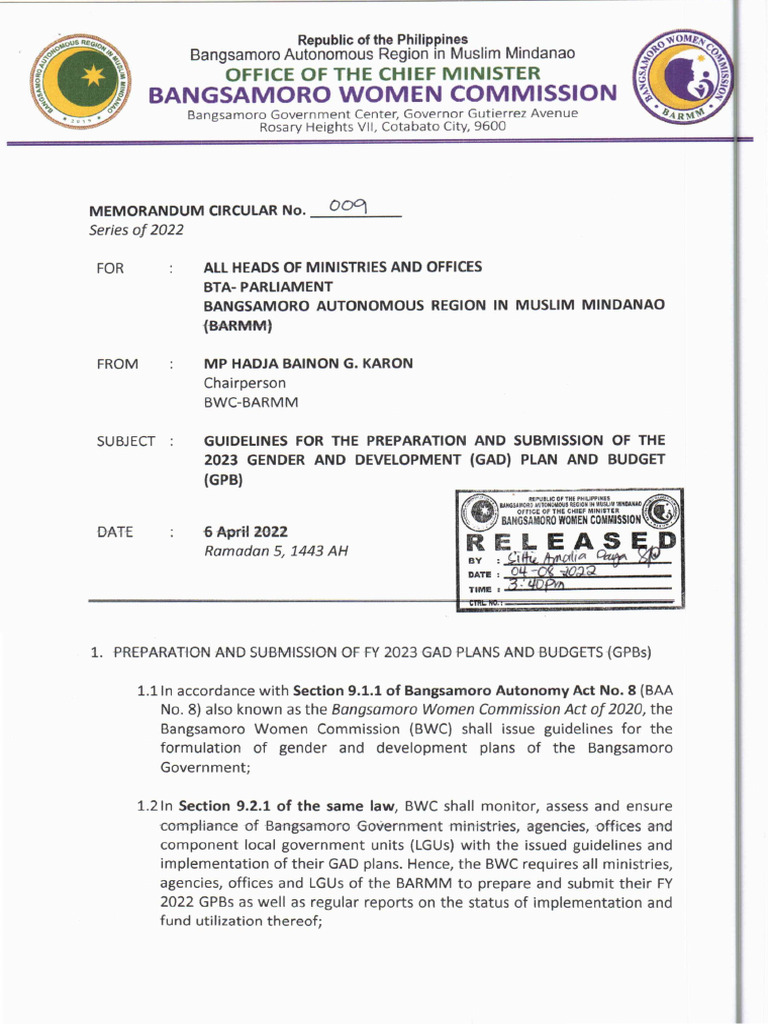 Guidelines For The Preparation and Submission of The 2023 GPB | PDF