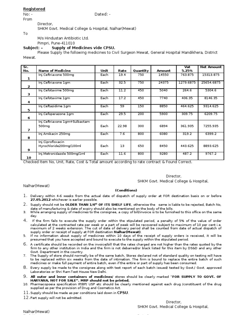 HAL Orders | PDF | Invoice | Medicine