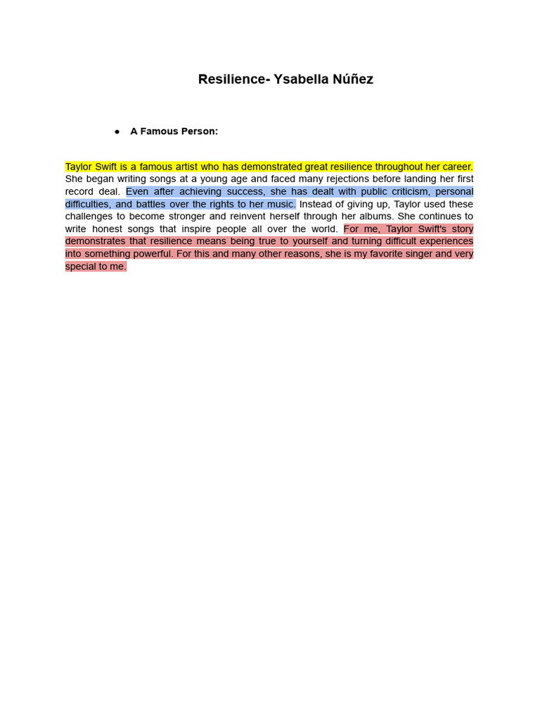 Resilience Writing Assignment Ysa Núñez | PDF