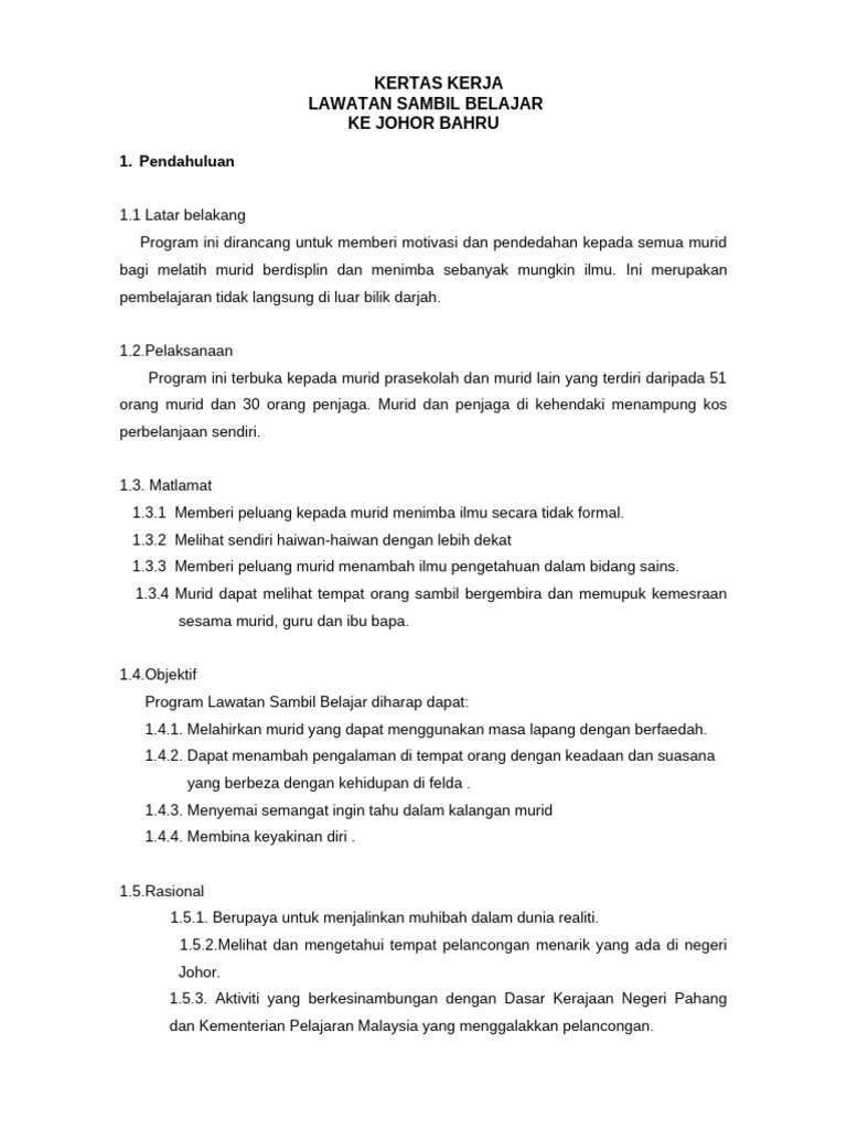 Kertas Kerja Lawatan 2024 | PDF