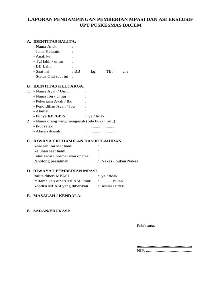 Blanko Kunj Pendampingn Mpasi & Asi Eks | PDF