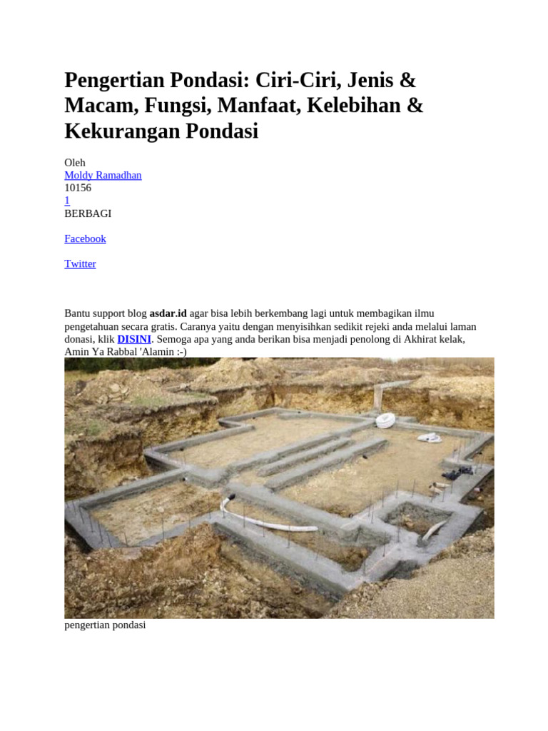 Jenis dan Fungsi Pondasi Bangunan | PDF