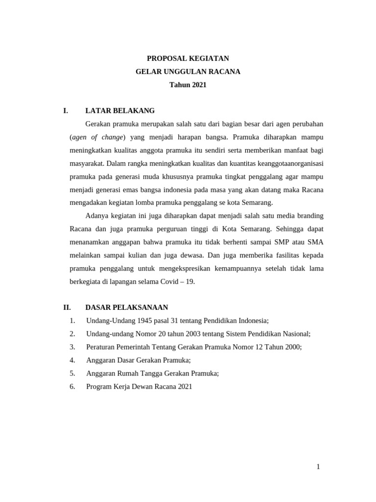 Contoh Proposal Kegiatan Pramuka | PDF