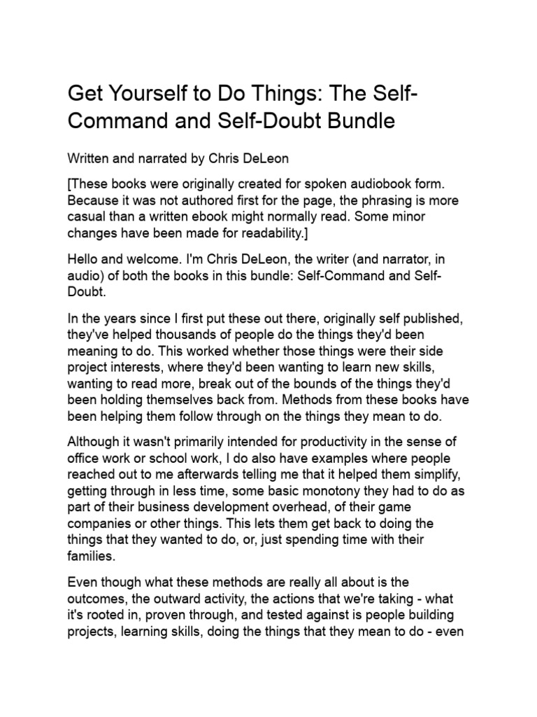 Chris DeLeon - Get Yourself to Do Things - Self-Command Self-Doubt ...