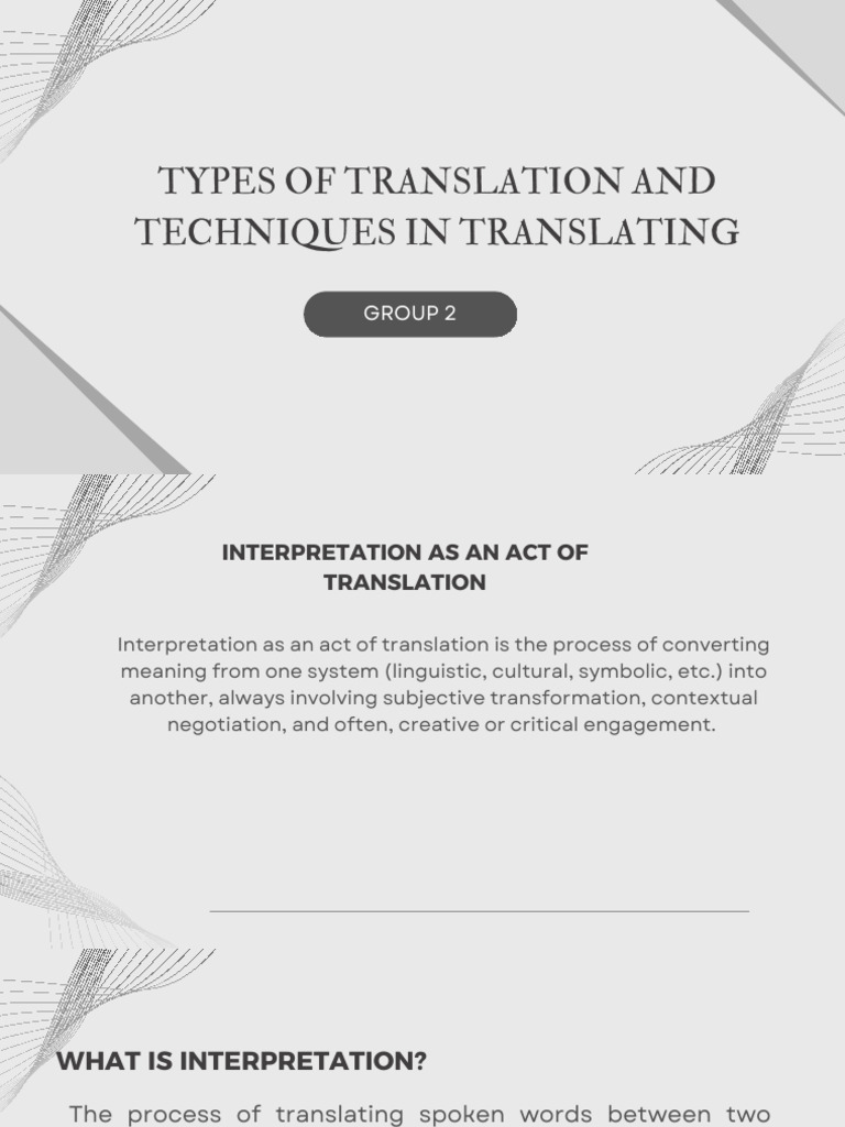 Types and Techniques of Translation | PDF | Language Interpretation ...