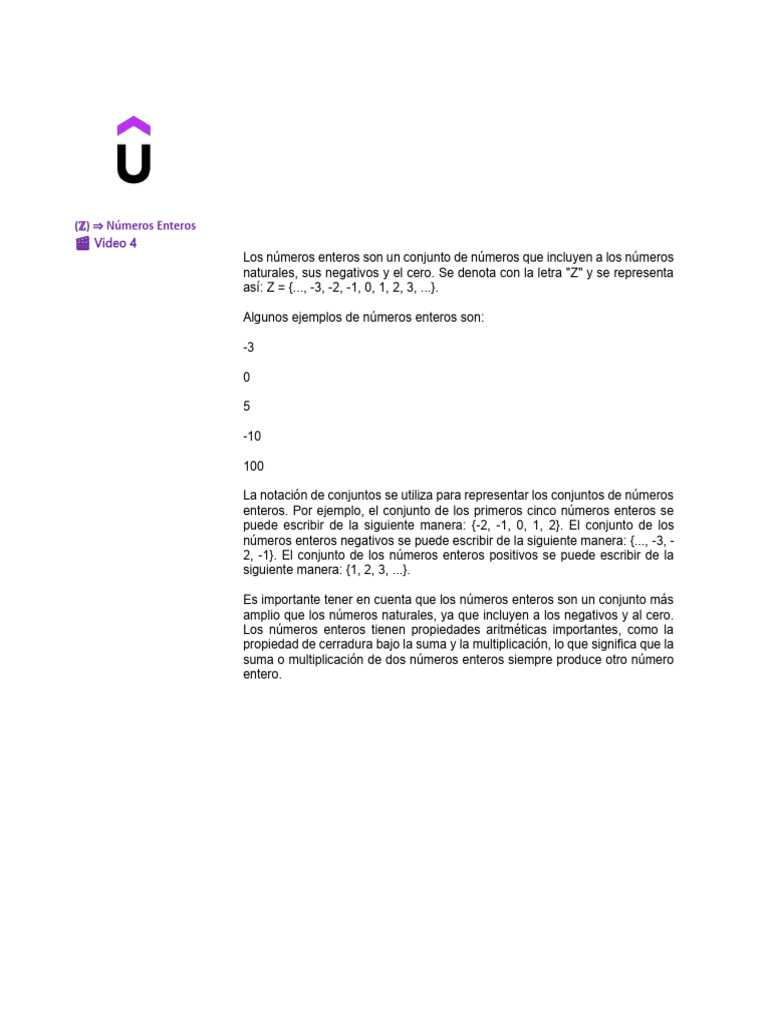Introducción a los Números Enteros | PDF