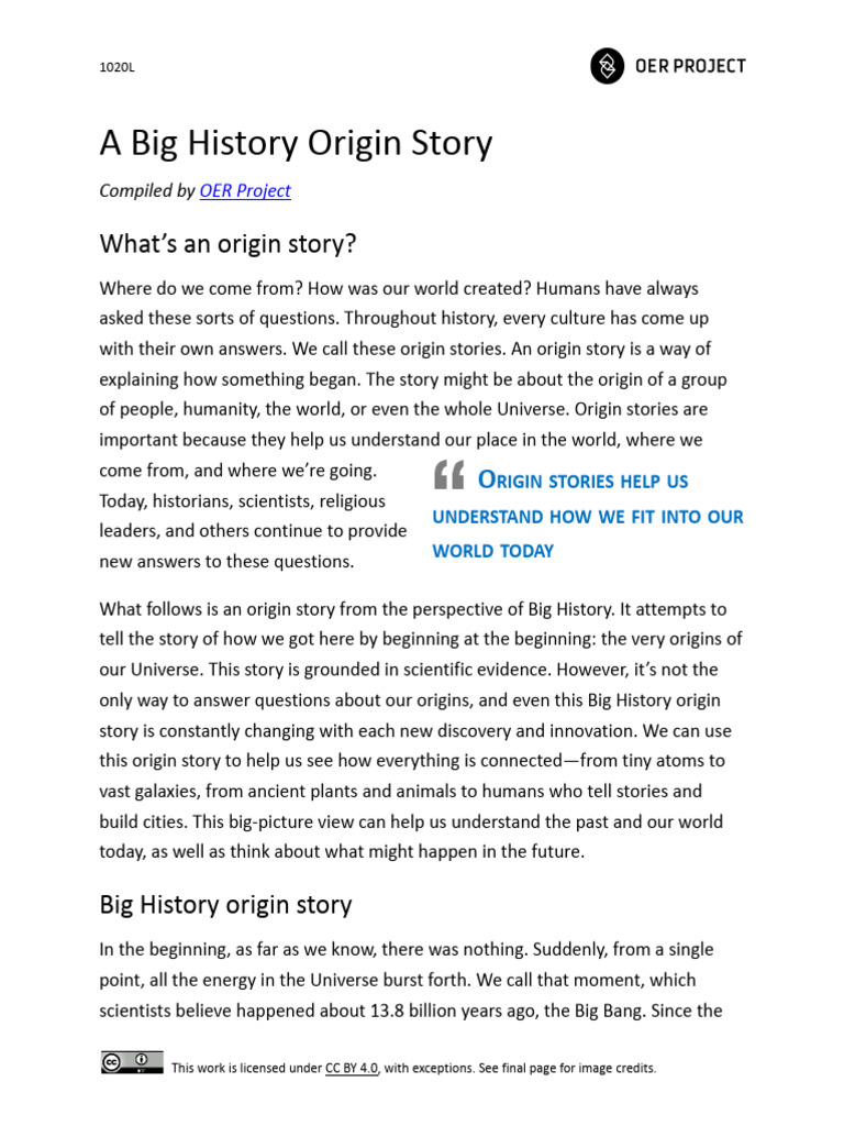 BHP 1.3.2b Article - Big History Origin Story - 1020L | PDF | Stars ...