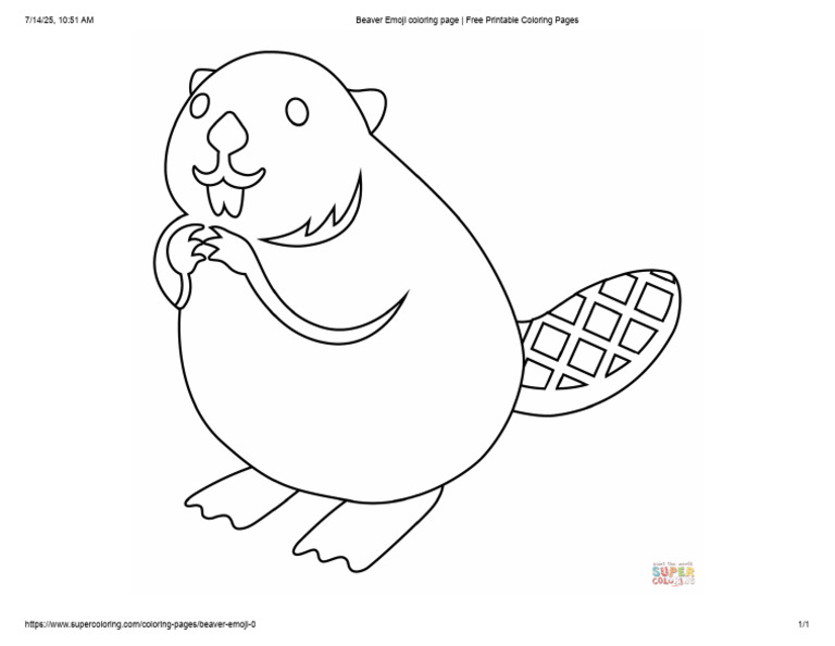 Beaver Emoji Coloring Page _ Free Printable Coloring Pages | PDF