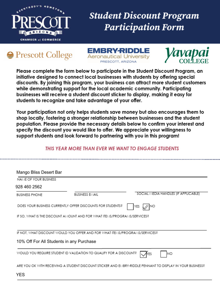 Student Discount Form Fillable - New | PDF