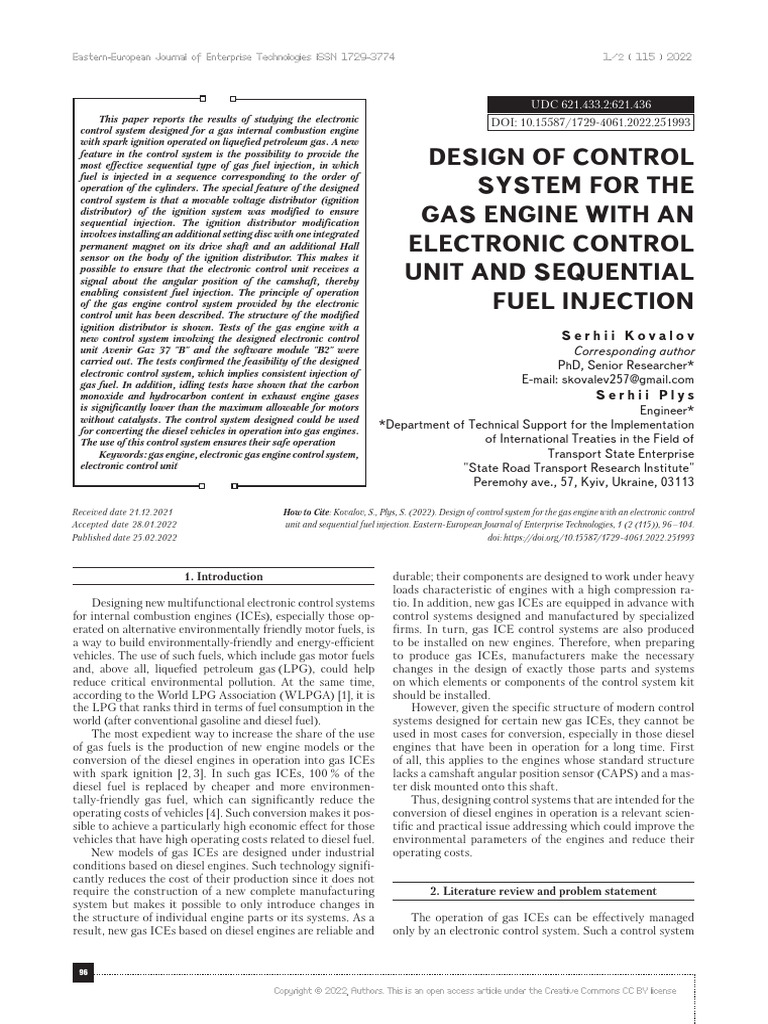 Gas Engine Control System Design | PDF | Diesel Engine | Throttle