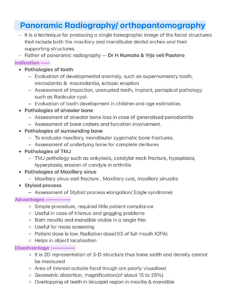 Panoramic Extraoral Radiography (OPG) | PDF