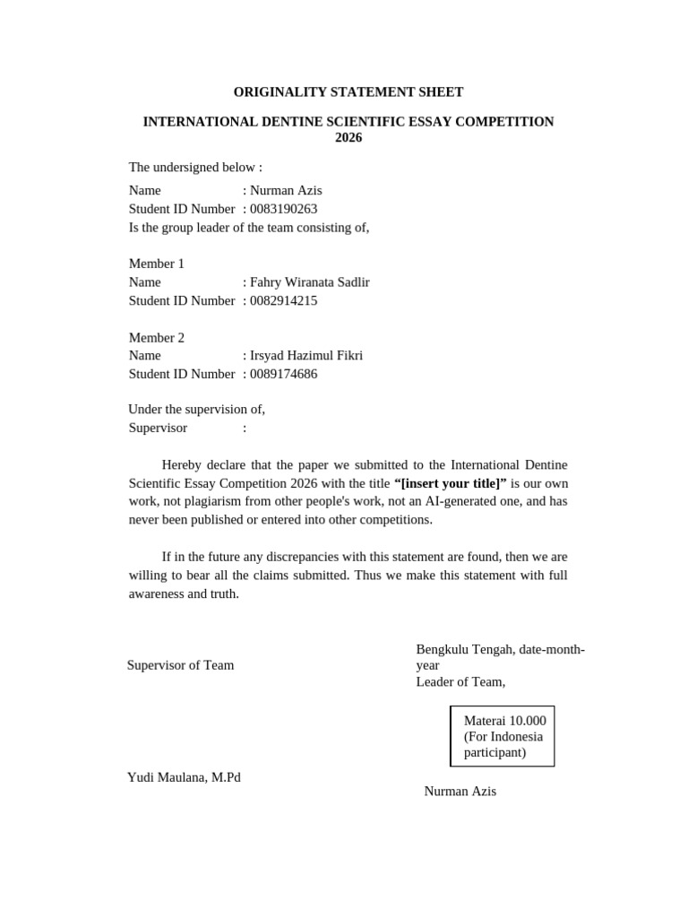 Originality Statement Sheet | PDF