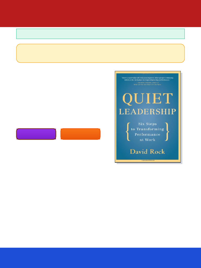 Quiet Leadership David Rock Ebook Official PDF Version | PDF ...