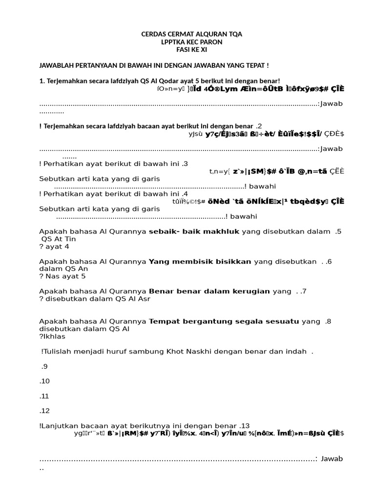 CCQ TQA PENYISIHAN | PDF