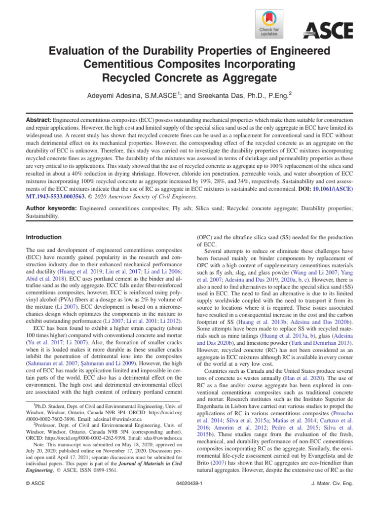 2 Evaluation of The Durability Properties of Engineered Cementitious ...