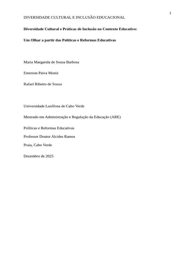 Inclusão Educacional e Diversidade Cultural | PDF | Exclusão social ...