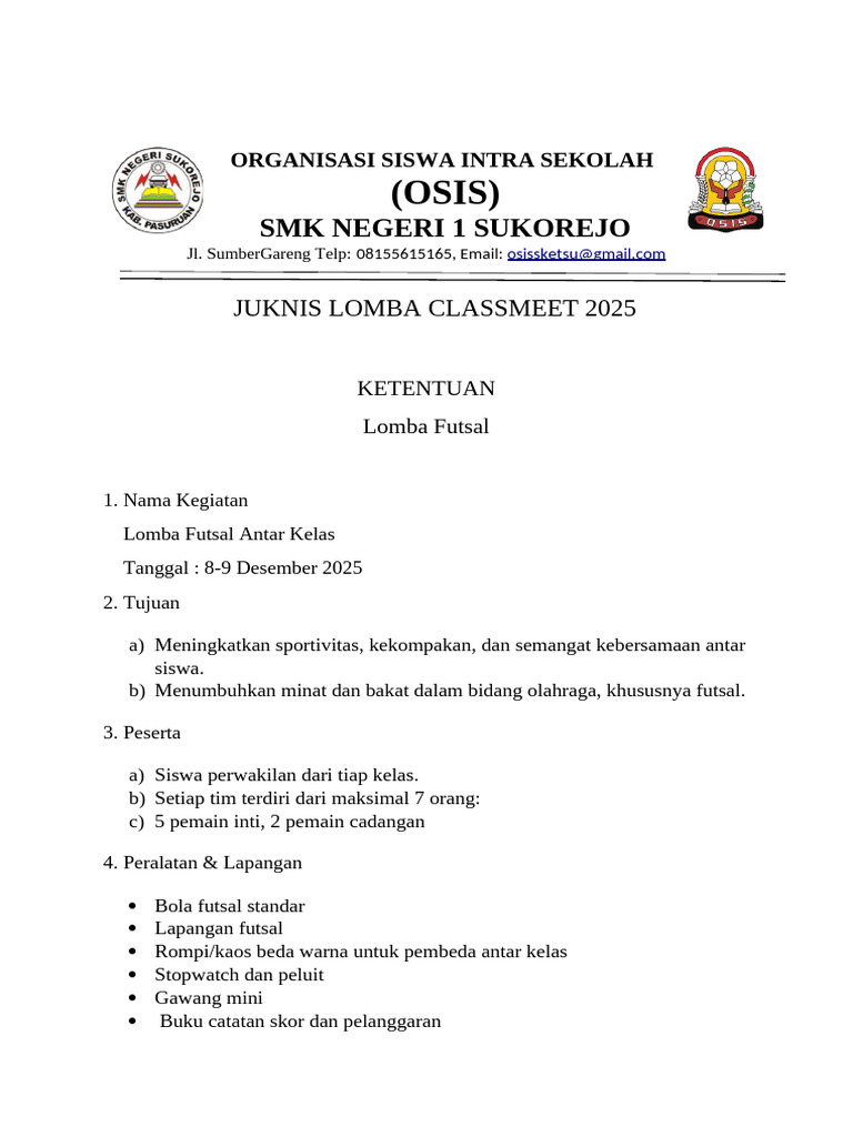 Juknis Lomba Classmeet 2025 | PDF
