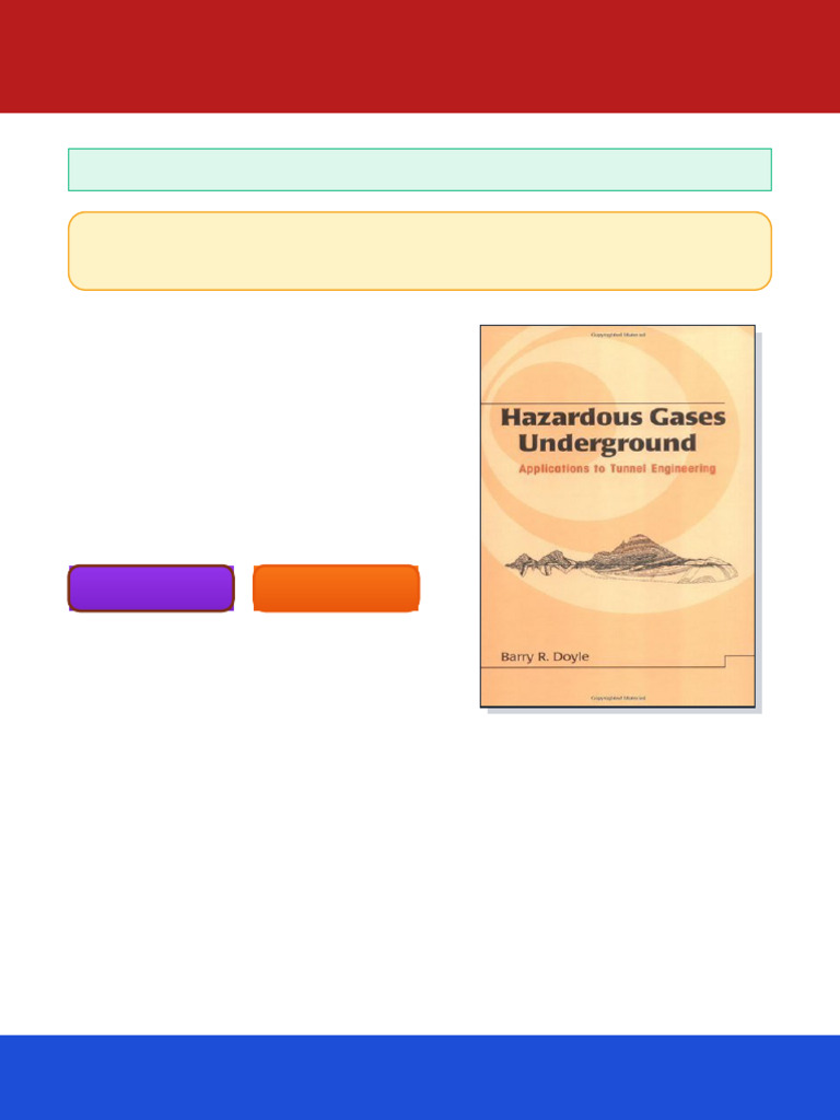 Hazardous Gases Underground Applications To Tunnel Engineering Civil and Environmental ...