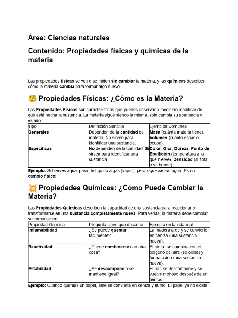 Propiedades de la Materia: Físicas y Químicas | PDF | Importar ...