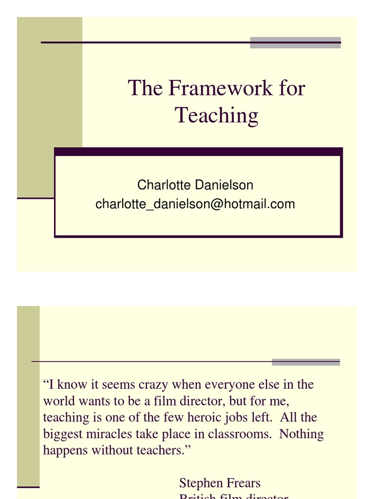 The Framework For Teaching: Charlotte Danielson | PDF | Teachers ...