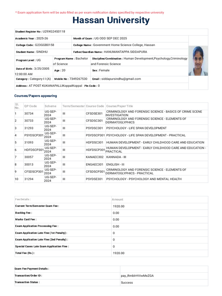3 Sem Exam Application | PDF