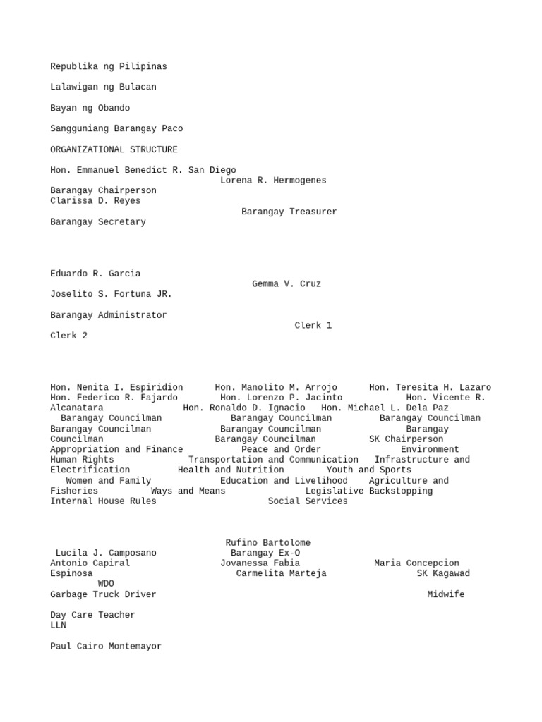 446389514-Barangay-Organizational-Structure | PDF