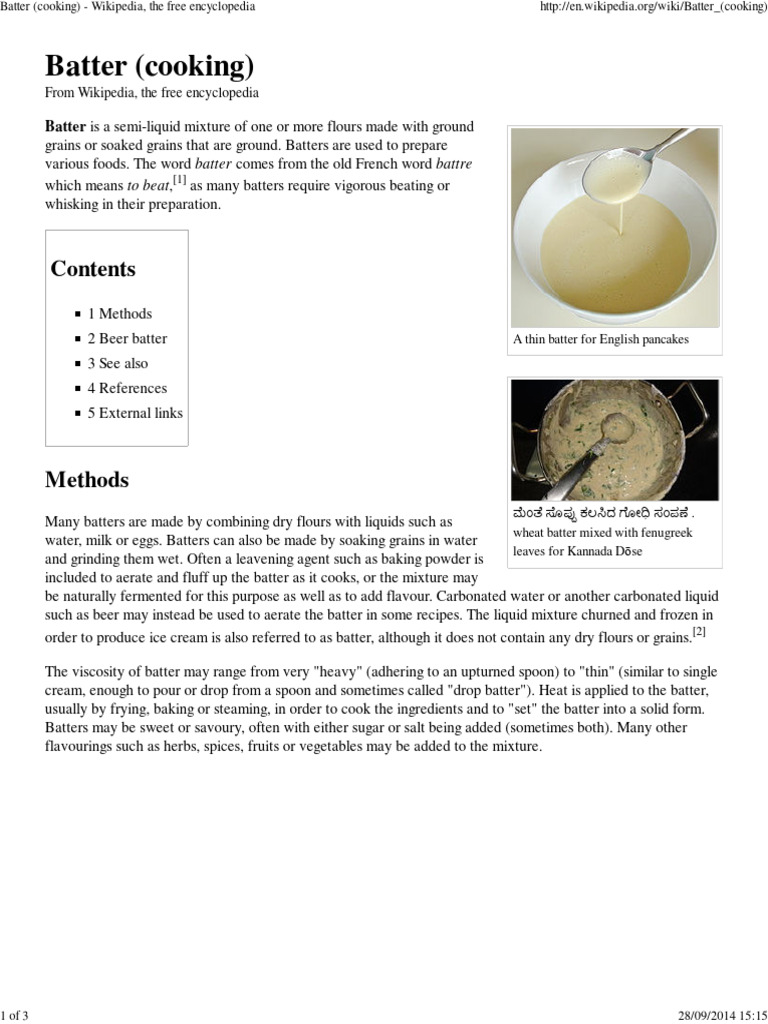 Batter (Cooking) - Wikipedia, The Free Encyclopedia | PDF | Batter ...