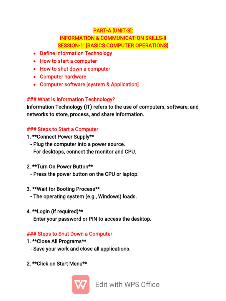 (It) Part-A Unit-3 (Session 1-4) Notes | PDF | Computer File | Computer ...