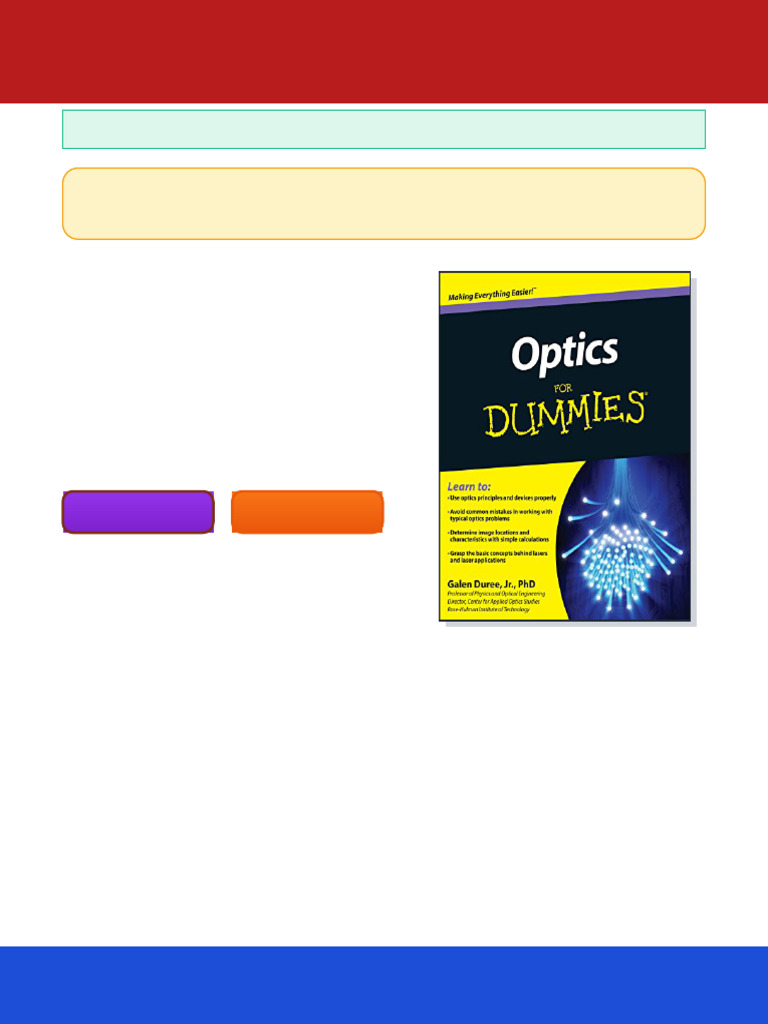 Optics For Dummies 1st Edition Duree Jr. Ebook Extended Reading Edition ...
