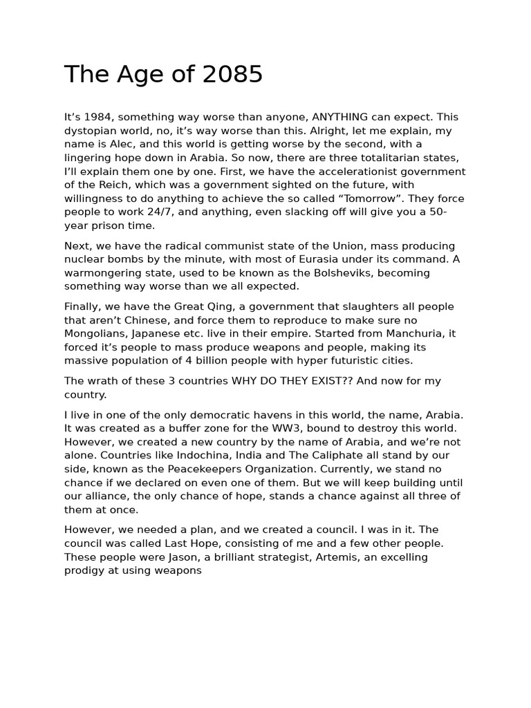 Dystopian Future The Age Of 2085 Pdf