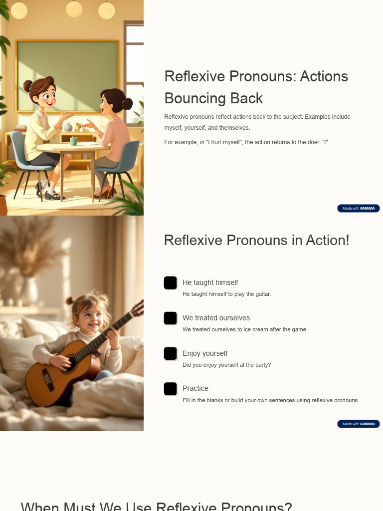 Reflexive Pronouns - Actions Bouncing Back | PDF