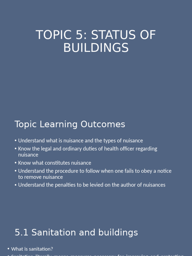 Understanding Nuisance and Sanitation Laws | PDF | Nuisance | Sanitation