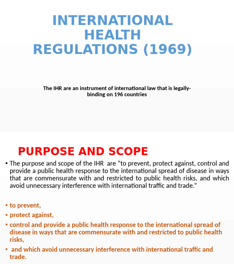 Overview of International Health Regulations | PDF