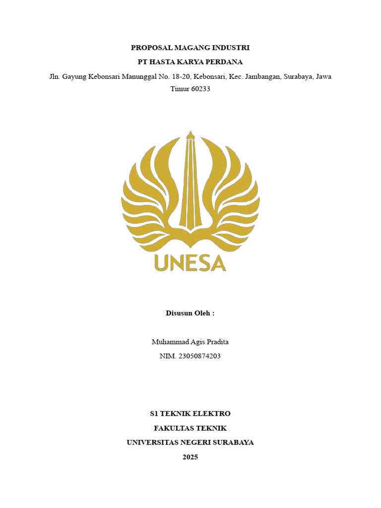 Proposal Magang Teknik Elektro UNESA | PDF