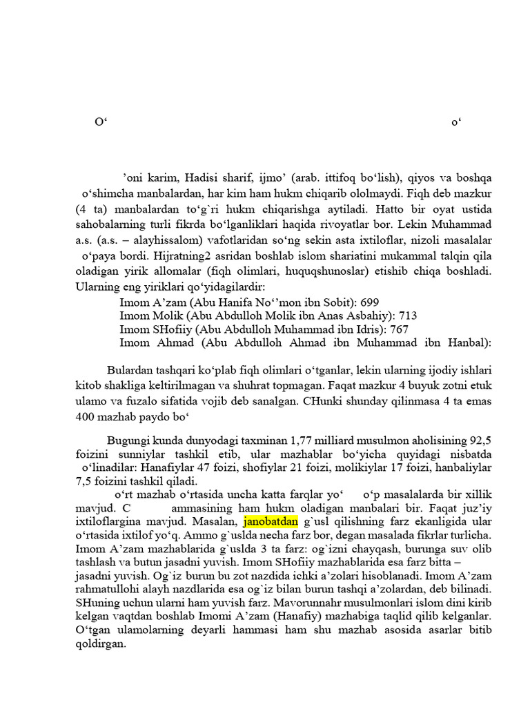 7-Mavzu Islom Fiqhiy Maktablari | PDF