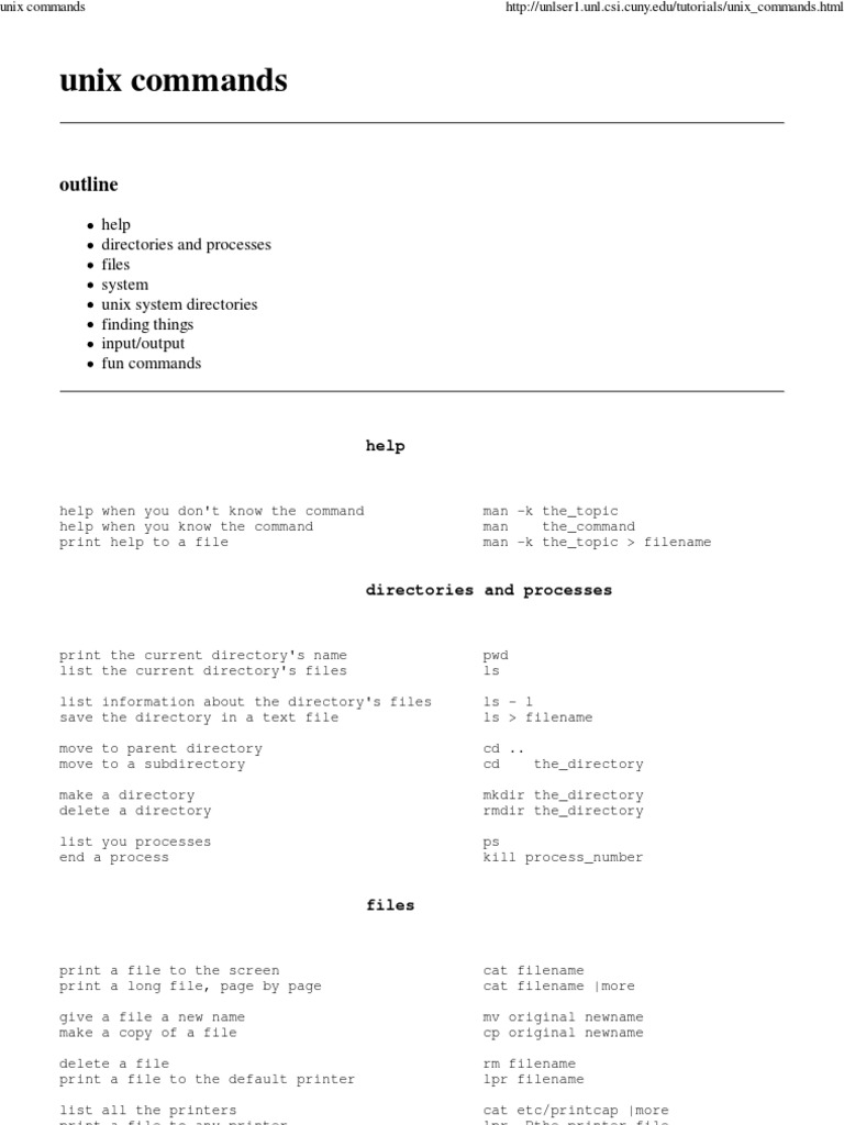 Unix Commands Pdf Filename Computer File