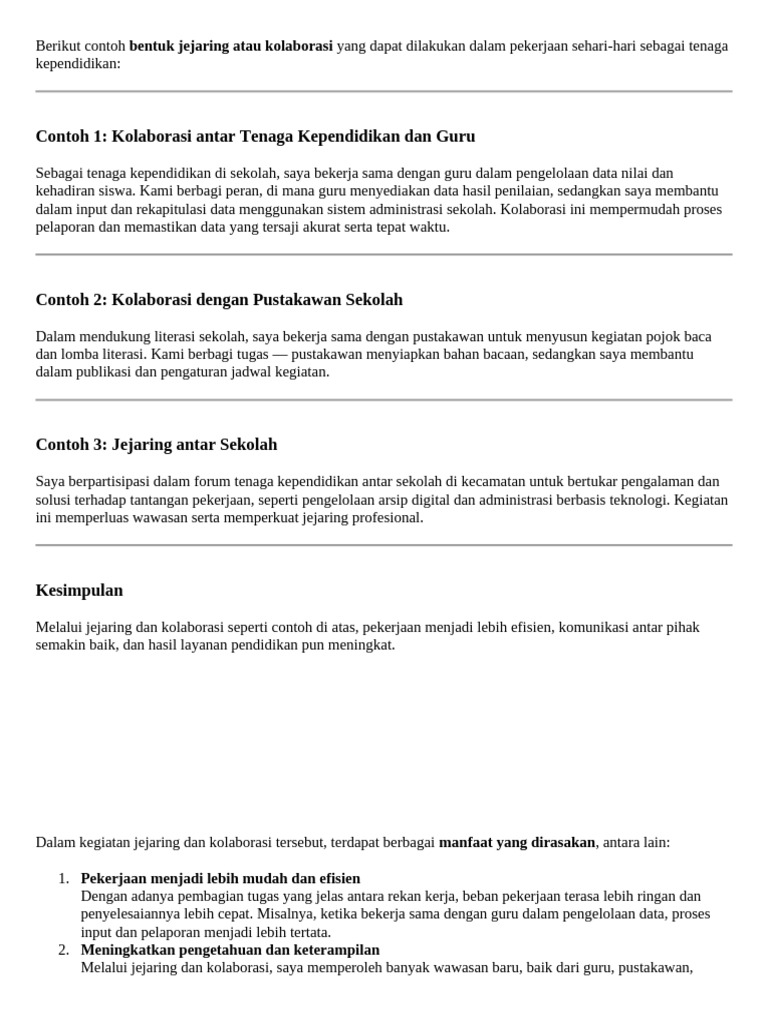 Kolaborasi Efektif Tenaga Kependidikan | PDF
