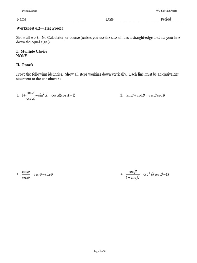 WS 06.2 Trig Proofs E | PDF | Chess Openings | Chess Theory