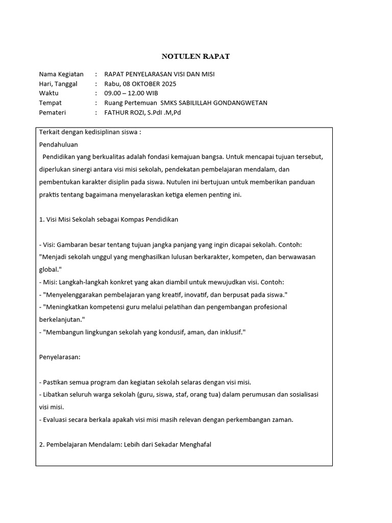NOTULEN RAPAT | PDF